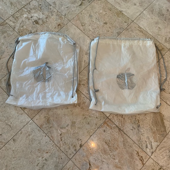 Apple | Bags | 2 Apple Store Plastic Drawstring Shopping Bag With Apple ...